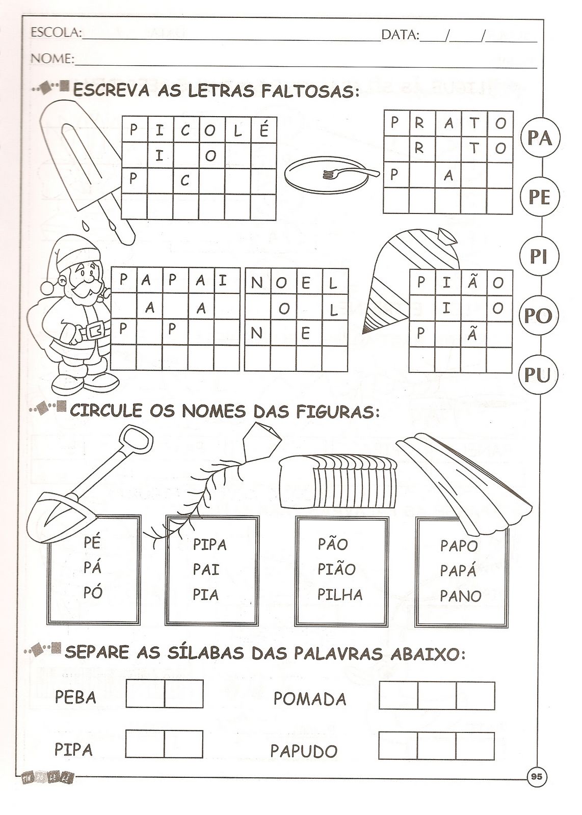 Paraíso da Alfabetização: Atividades de alfabetização com a letra P