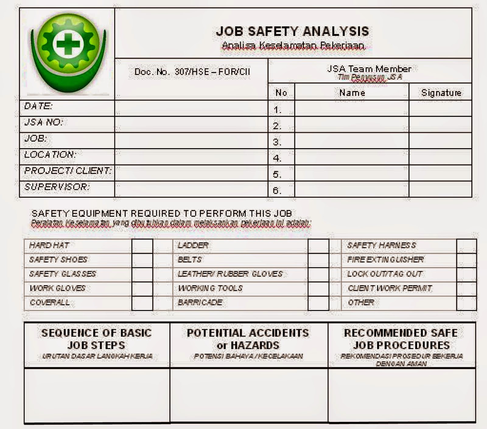 Printable Jsa Form