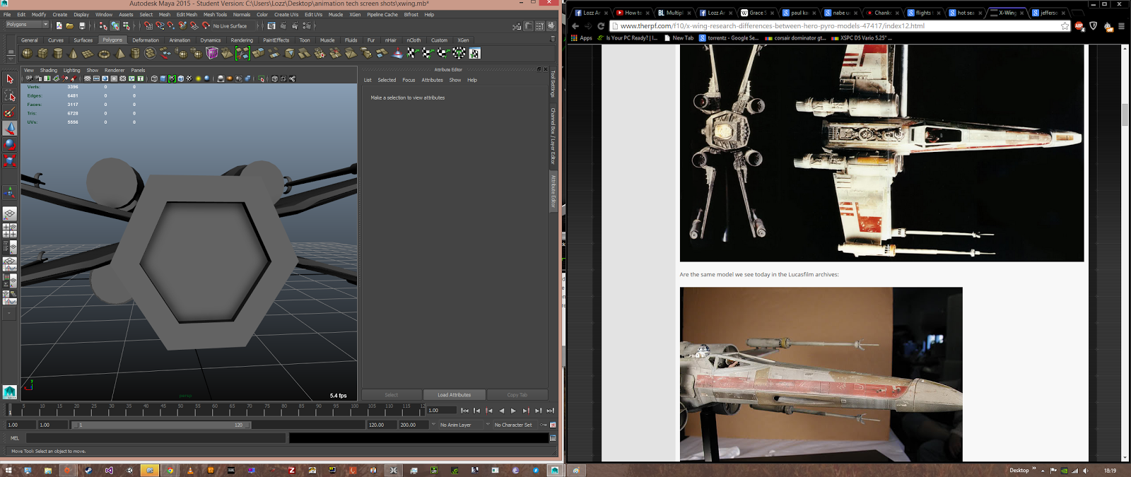 3d Modelling and Animation: Finishing X wing Model