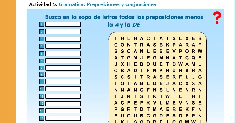 M. M. Rosa Molas: 6º Primaria: Preposiciones y conjunciones
