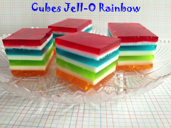 Cubes Jell-O rainbow - Miam ! Des biscuits
