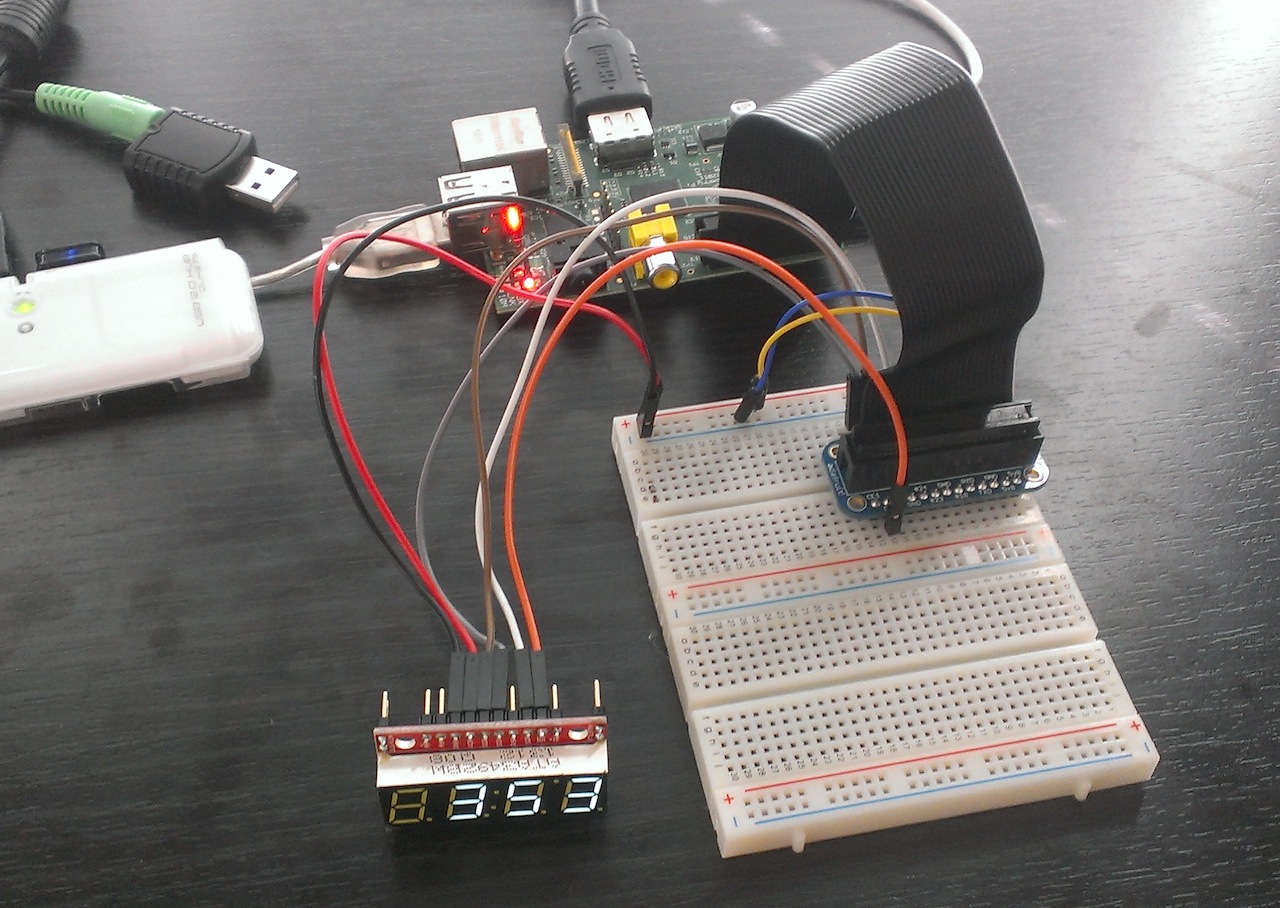 Derek Scholten Raspberry Pi Sparkfun 7 Segment Display Clock 8068