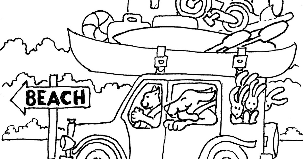 Coloring Pages for Kids by Mr. Adron: Animal Friends Drive To The Beach ...