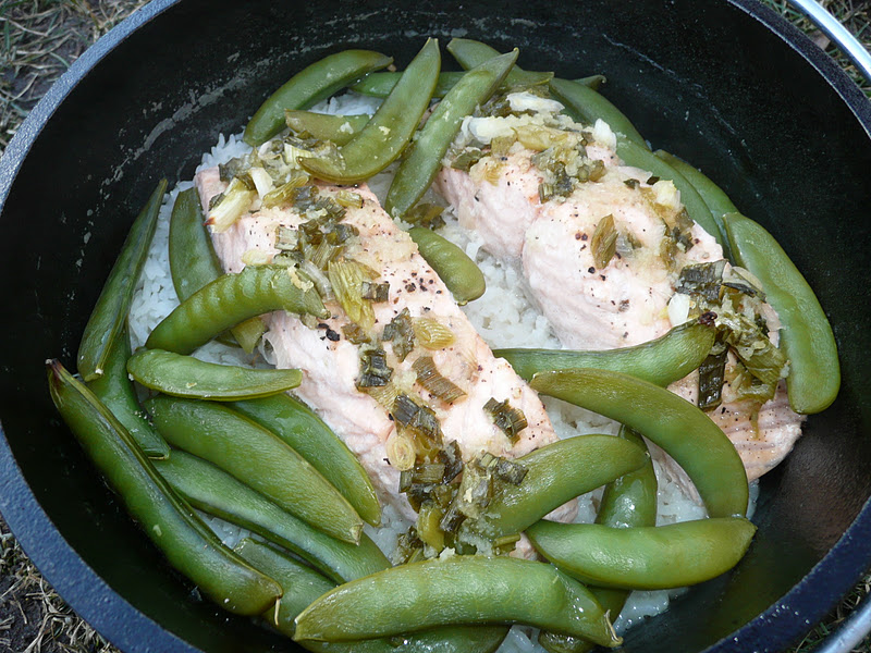 Everyday Dutch Oven: One-Pot Salmon with Snap Peas and Rice