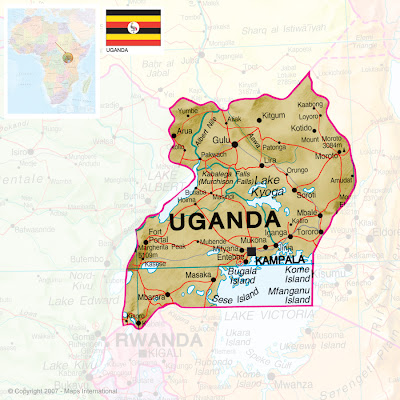 Online Maps: Physical Map of Uganda