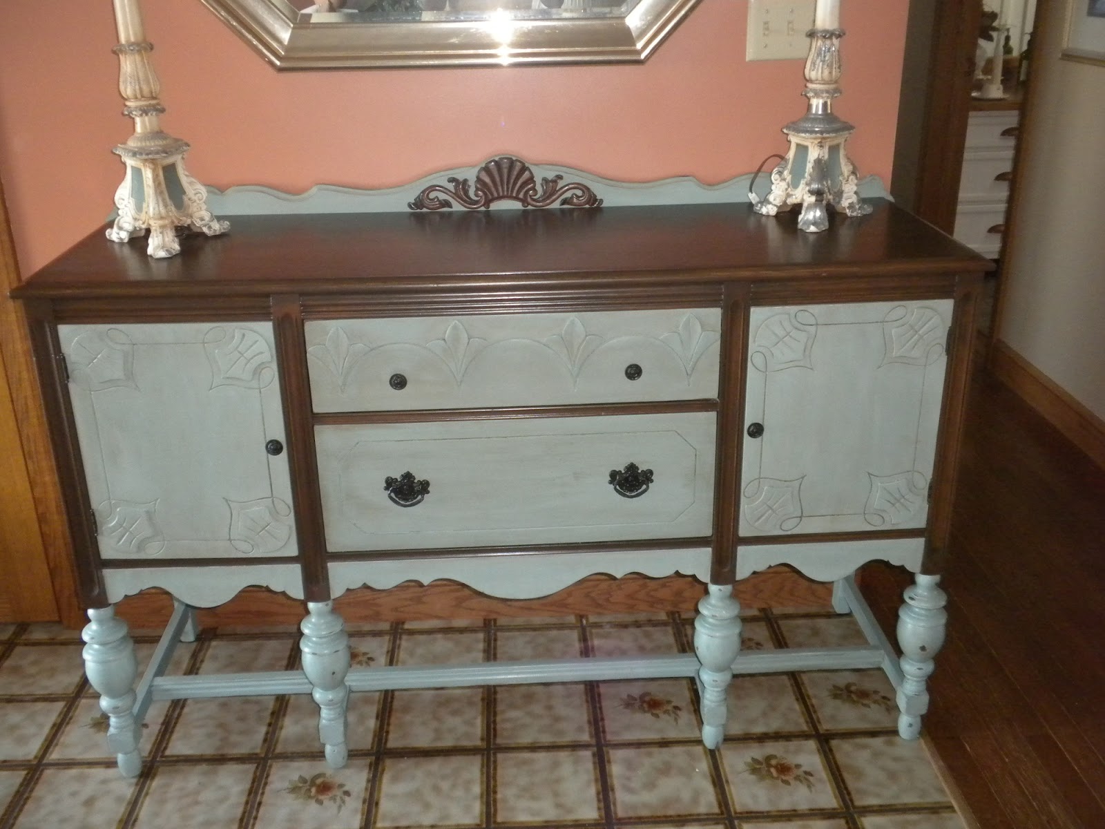 Repurposed Style: Old World Buffet Painted with Annie Sloan Duck Egg Blue