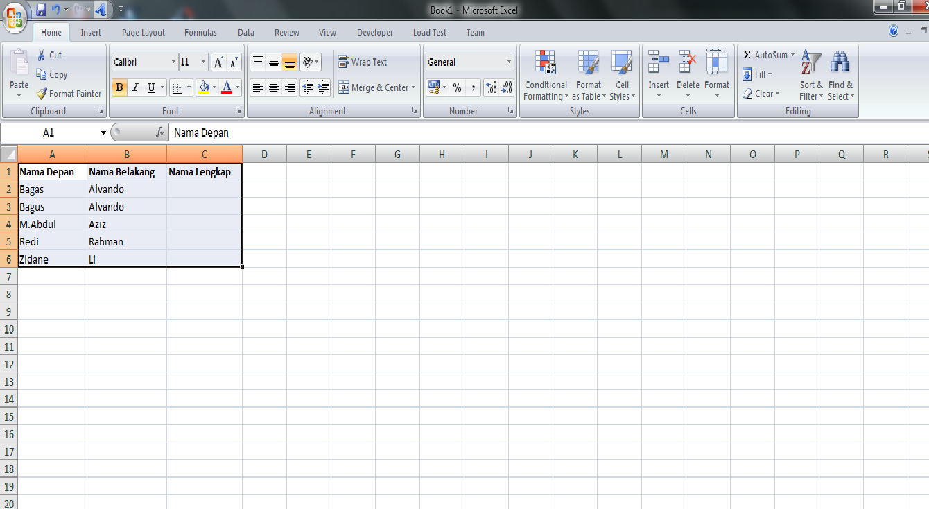Pengertian Concatenating Cells pada Microsoft Excel - Febritsm