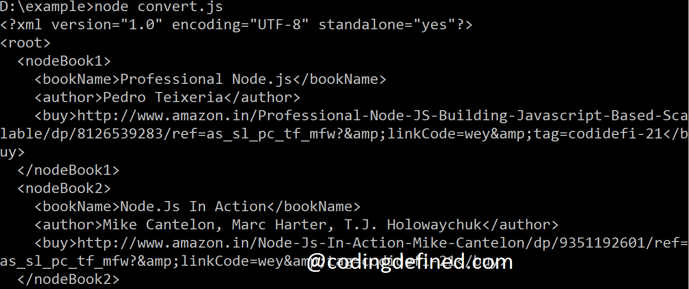 How To Convert An Object To Xml In Nodejs Coding Defined