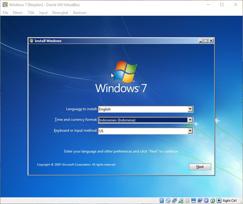 Tutorial Cara Install Windows 7 Dengan VirtualBox