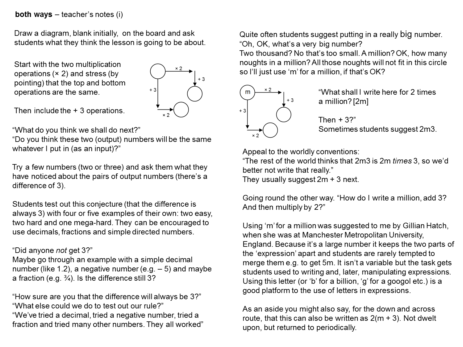MEDIAN Don Steward mathematics teaching: both ways
