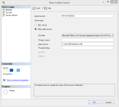 testf: Creating a linked server from SQL Server x64 to an Access database