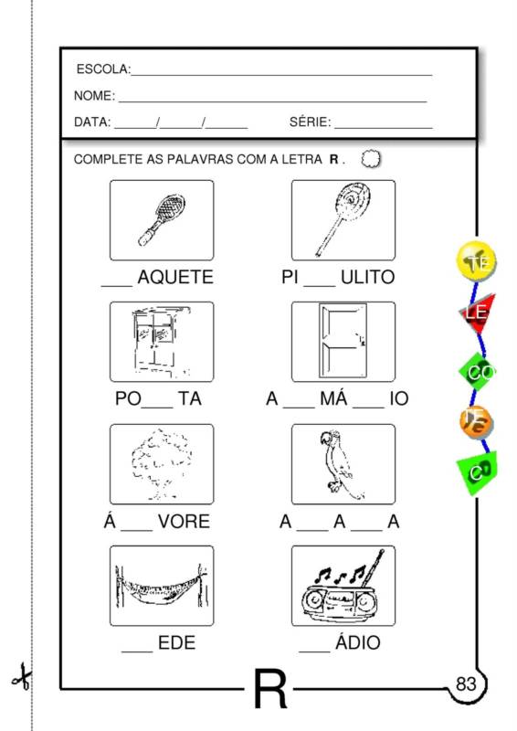 ENSINANDO E APRENDENDO COM A PROFª ANA ALICE: ATIVIDADES COM A LETRA R