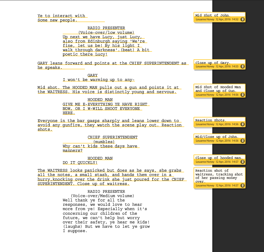 Unit 11 : 11.3 Shooting Script