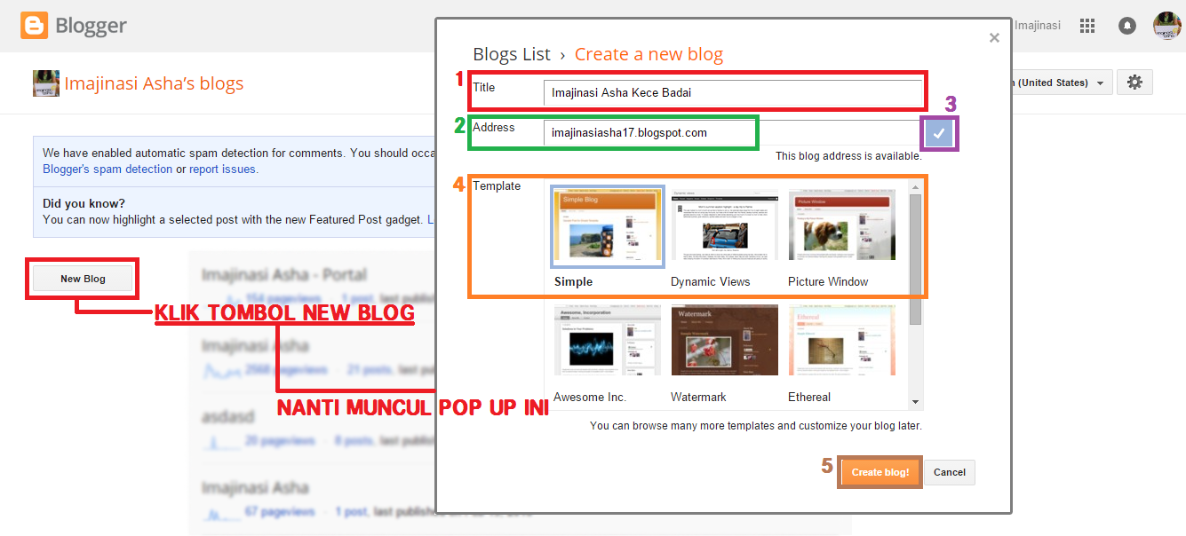 Cara membuat Blog dengan Blogger - Imajinasi Asha