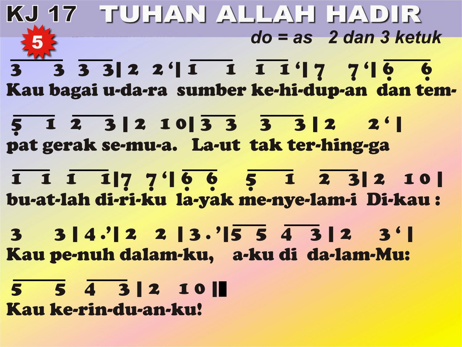 Lagu Gereja Rohani Kristen: Kidung Jemaat. 017. Tuhan Allah Hadir