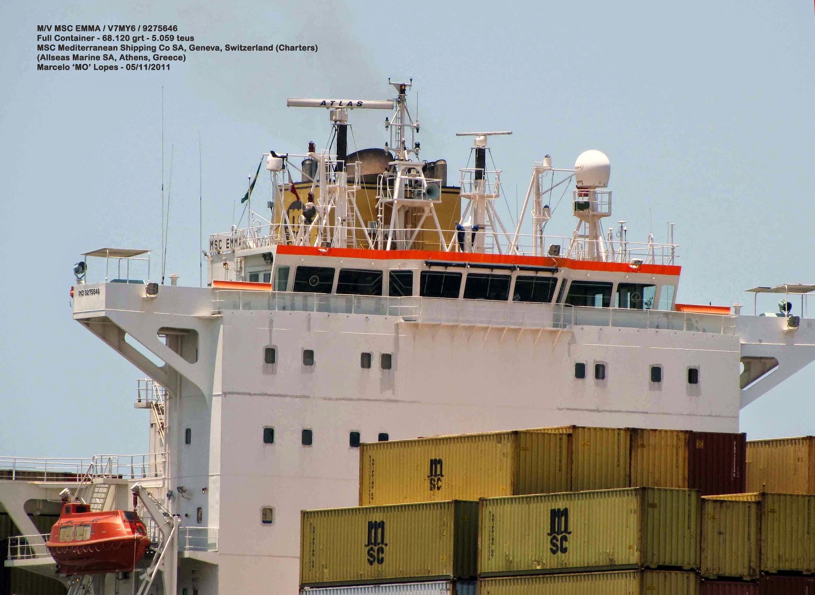 Santos Shiplovers: M/V MSC Emma / V7MY6 - 5.095 teus