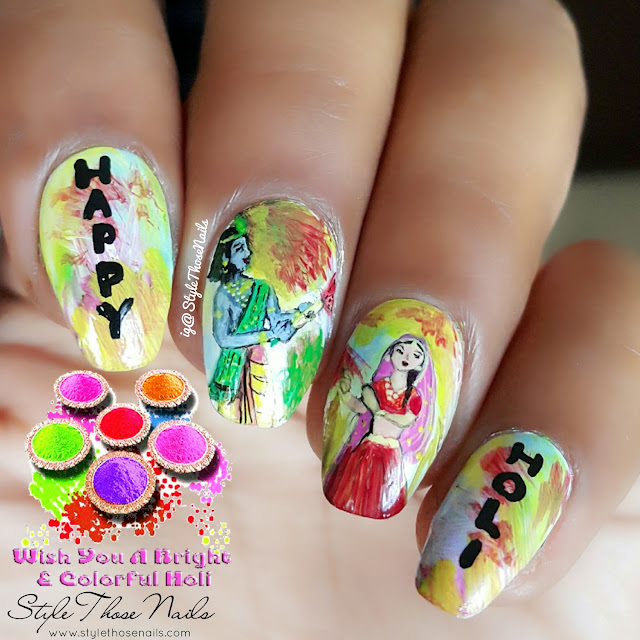 Nail art Ideas For Holi: Colour them!