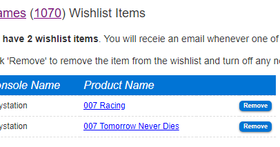 Wishlist Feature on PriceCharting