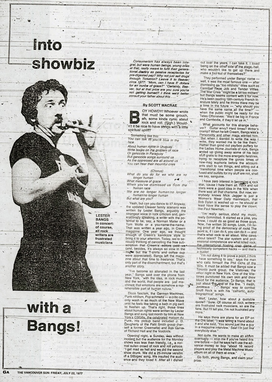 random rock recalls: remembering Lester Bangs