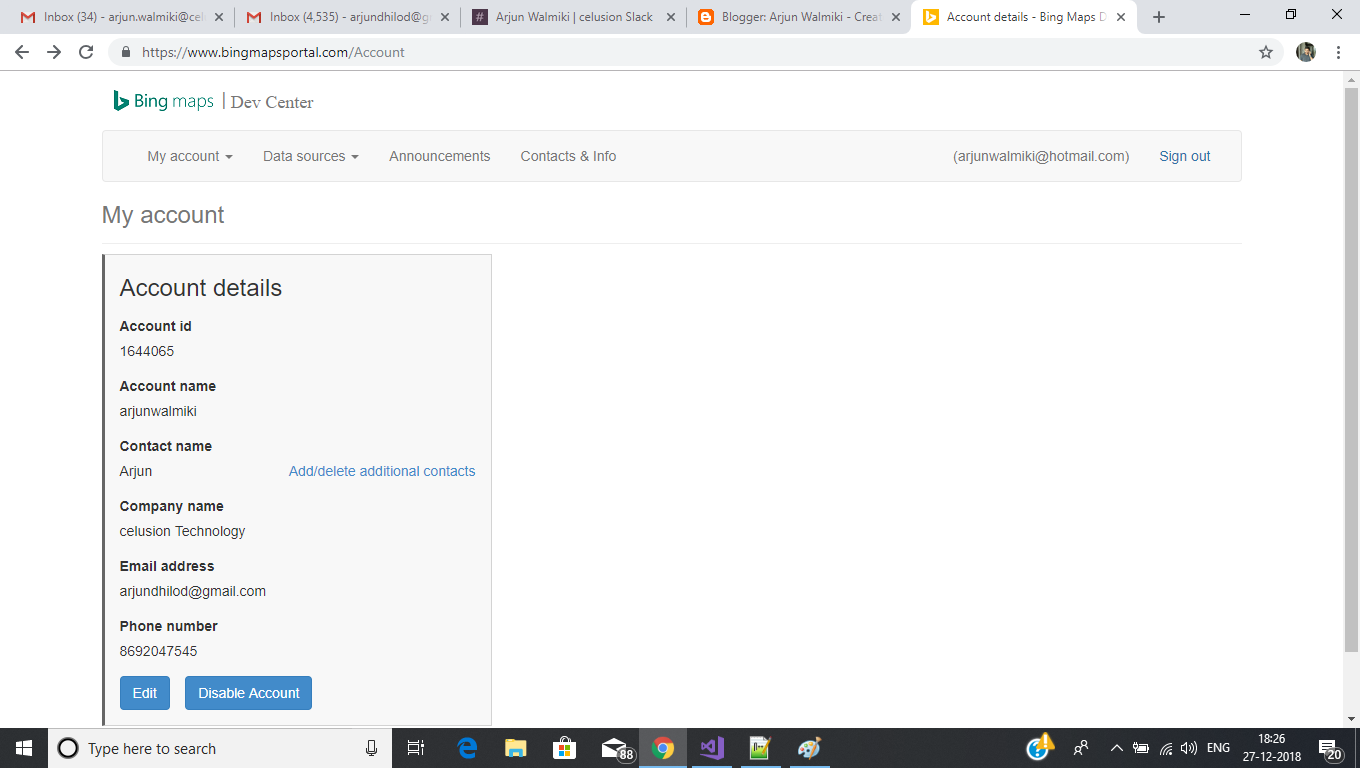 Arjun Dhilod: How to Creating a Bing Maps Key
