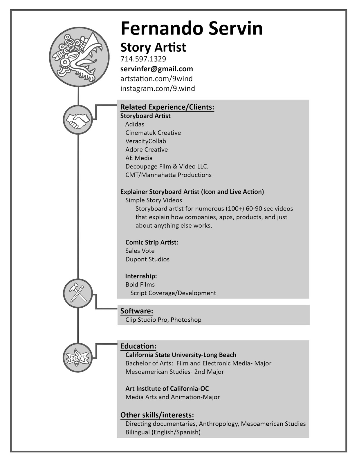 Fernando Servin Storyboard Portfolio: Resume