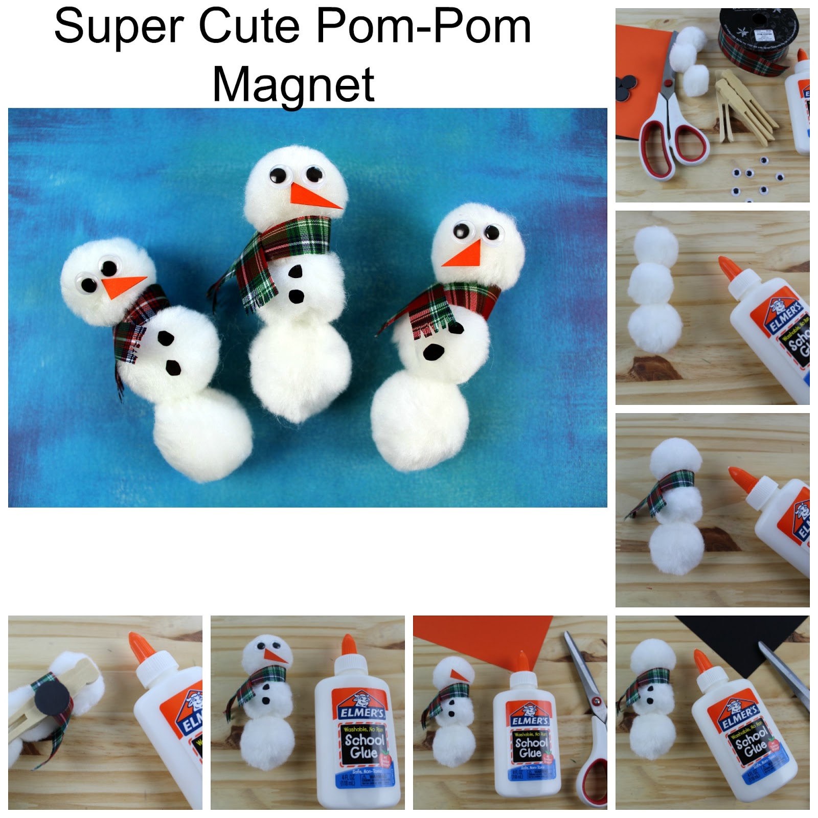 Tales of Mommyhood: Super Cute Pom-Pom Snowman Magnet