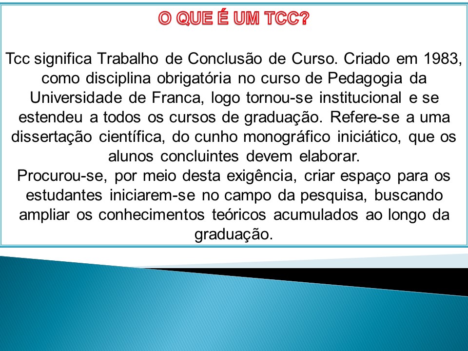 TCC E SUAS PARTES