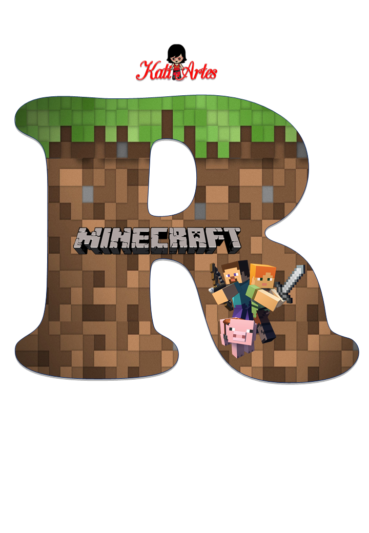 Molde de letras e números Minecraft para imprimir - Festa Free