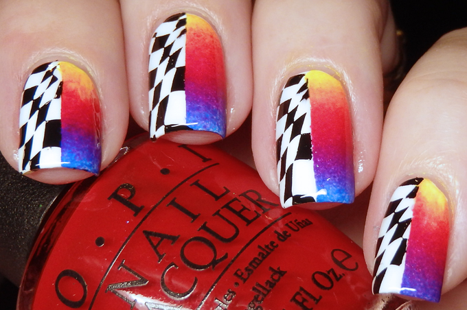 31DC2016 - Inspired by a flag - NASCAR ~ More Nail Polish
