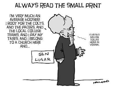 MacLeod Cartoons: Dick Lugar, Regular Hoosier, Does Not Live in Indiana