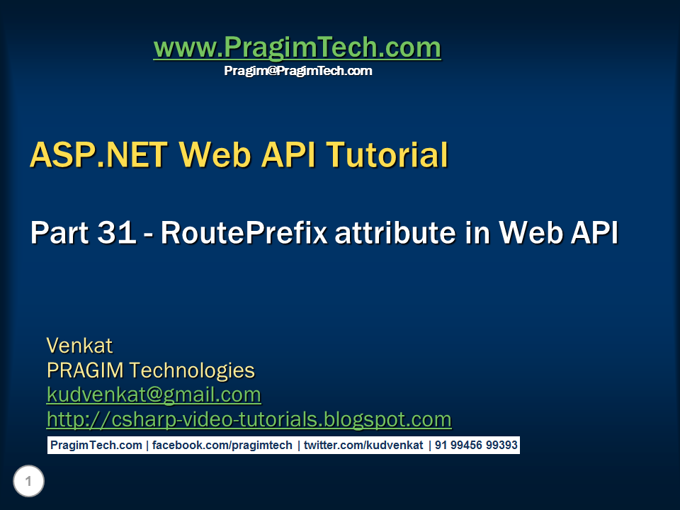 Sql Server And C Video Tutorial Routeprefix Attribute In Web Api