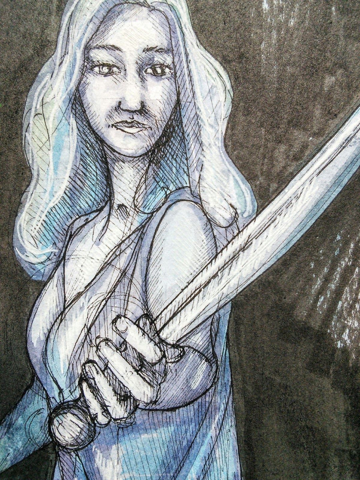 Create A Drawing A Day: Woman with a sword