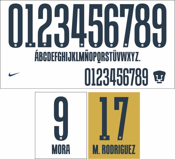 Pumas 2018-19 tipografía
