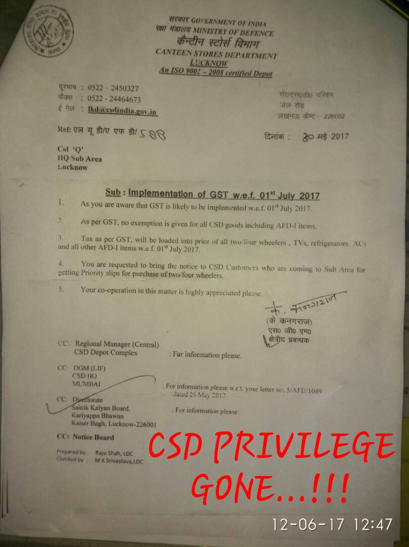 CSD CANTEEN PRIVILEGES GONE. - Indian Military Veterans