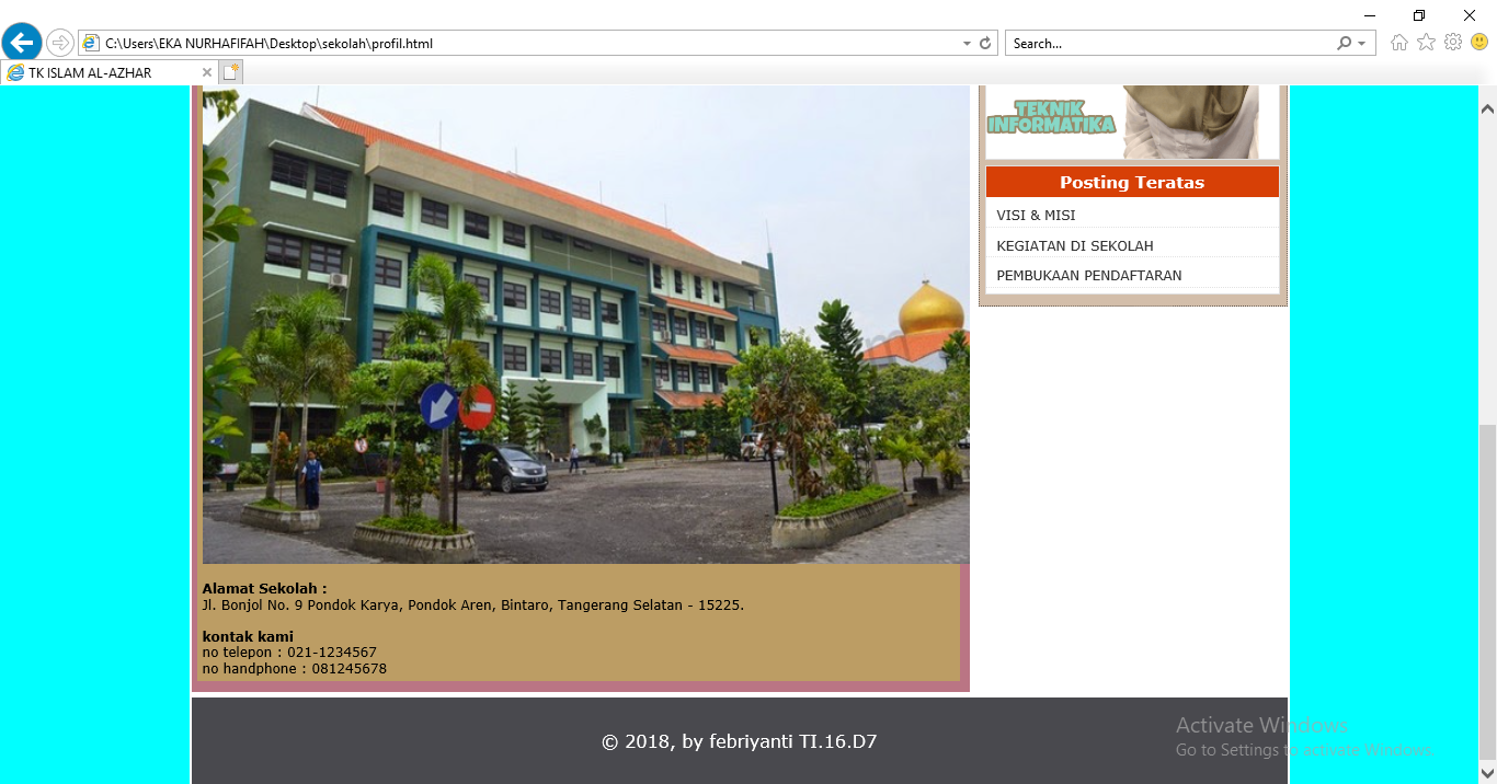 Belajar membuat web html + css dengan tema sekolah