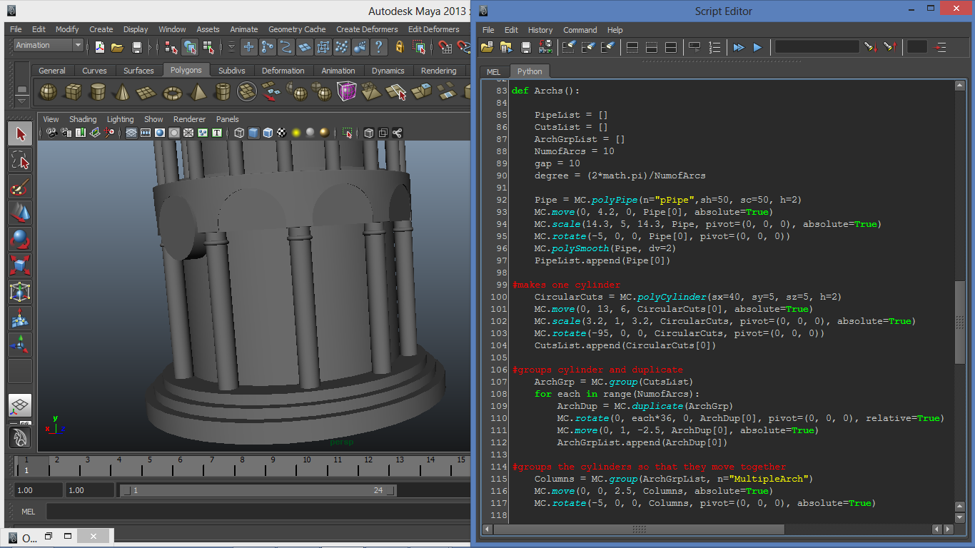 Maya Scripting Days Python Scripting Cutting To Make Archs