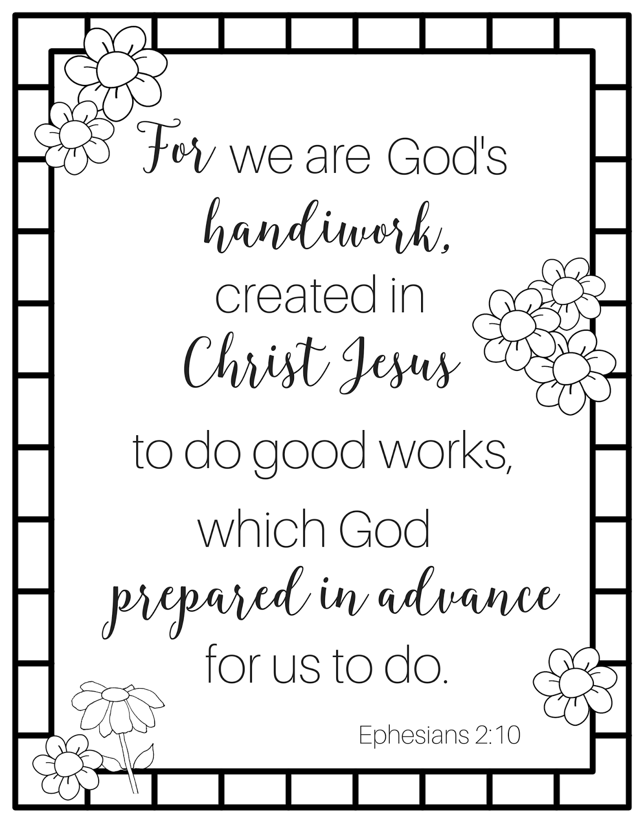 The Prudent Pantry: For we are God's handiwork (coloring page)