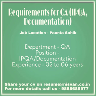 Opening for QA : IPQA & Documentation