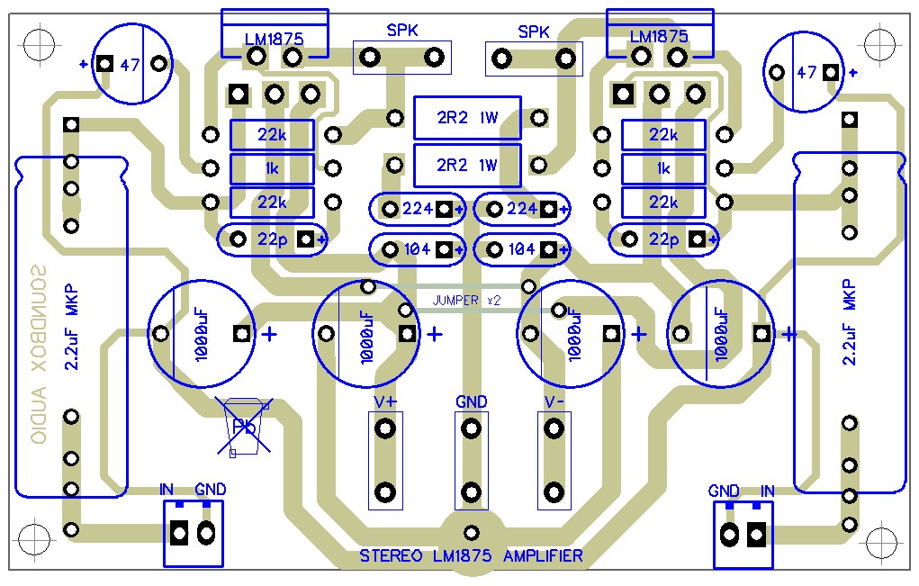 Dukun Elektro: PCB Stereo Amplifier Gainclone LM1875 Mark II