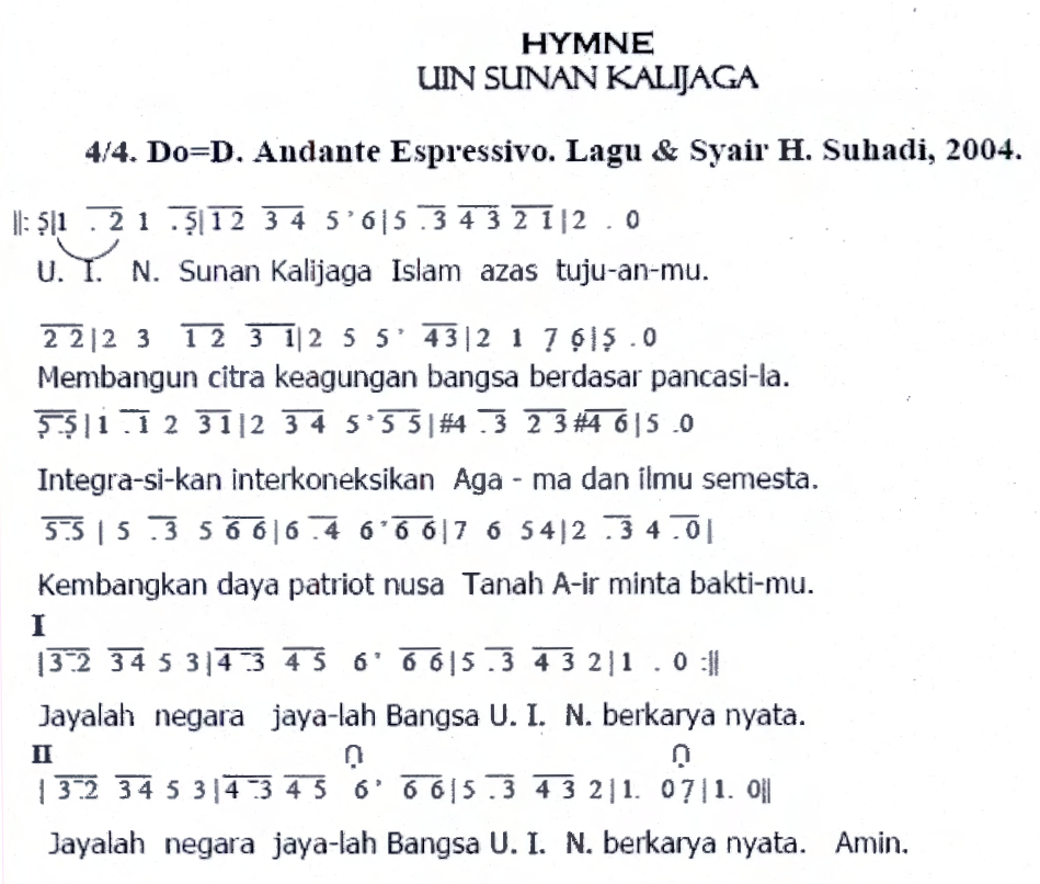 Hymn & Mars or UIN Sunan Kalijaga Yogyakarta | State Islamic University Sunan Kalijaga Yogyakarta