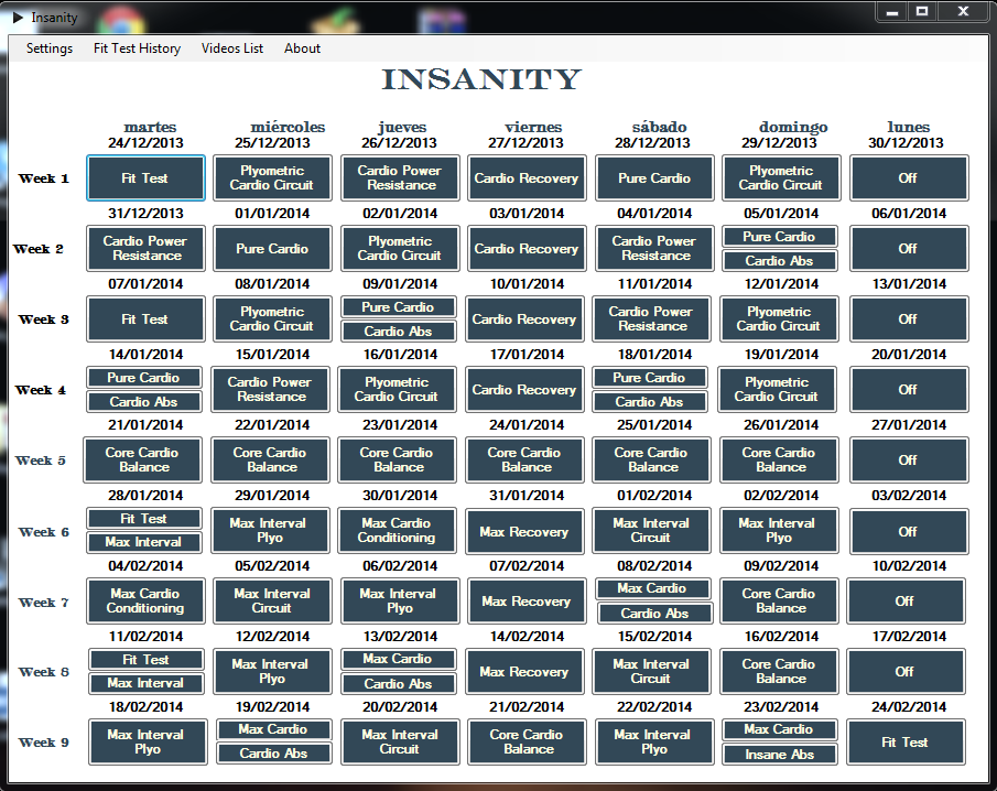 Insanity Workout Schedule Software: Software!!!