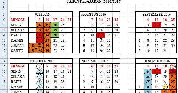 Kalender Pendidikan Tahun Ajaran 2016/2017 Dilengkapi Hari Minggu ...
