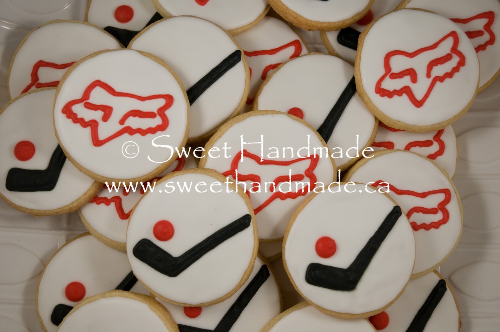 Sweet Handmade Cookies: Ball Hockey and Fox Racing Logo Cookies