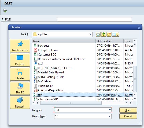 SAP ABAP 4 Tutorial: Excel to Internal Table