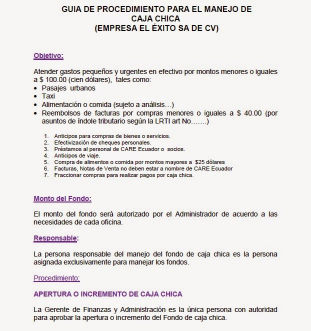 Manual Para El Manejo De Caja Chica - labramkcreditos