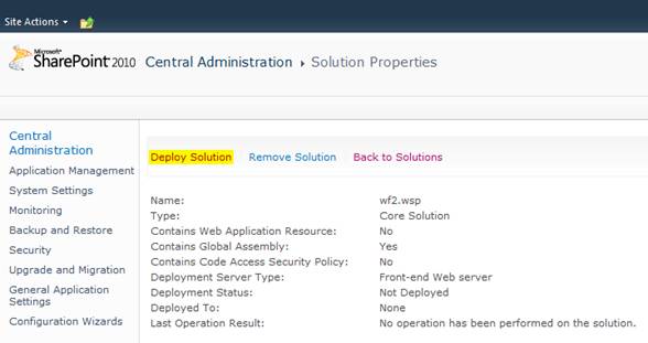 : Deploying Workflow as WSP File