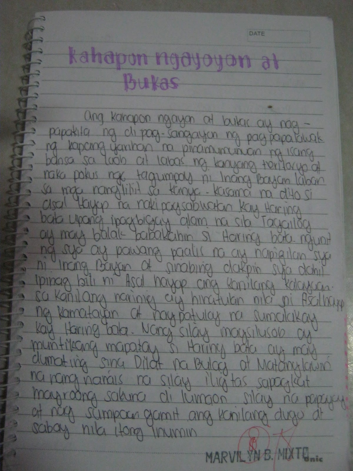 *Blog sa FILIPINO III* : Kahapon ngayon at bukas