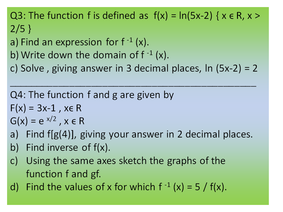 Math12: Chapter 8- Exponential and its inverse lnx function