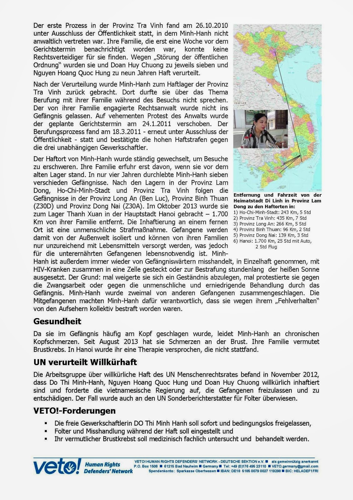 Vietnams Mensch und Natur: Do Thi Minh Hanh, Fallbeschreibung