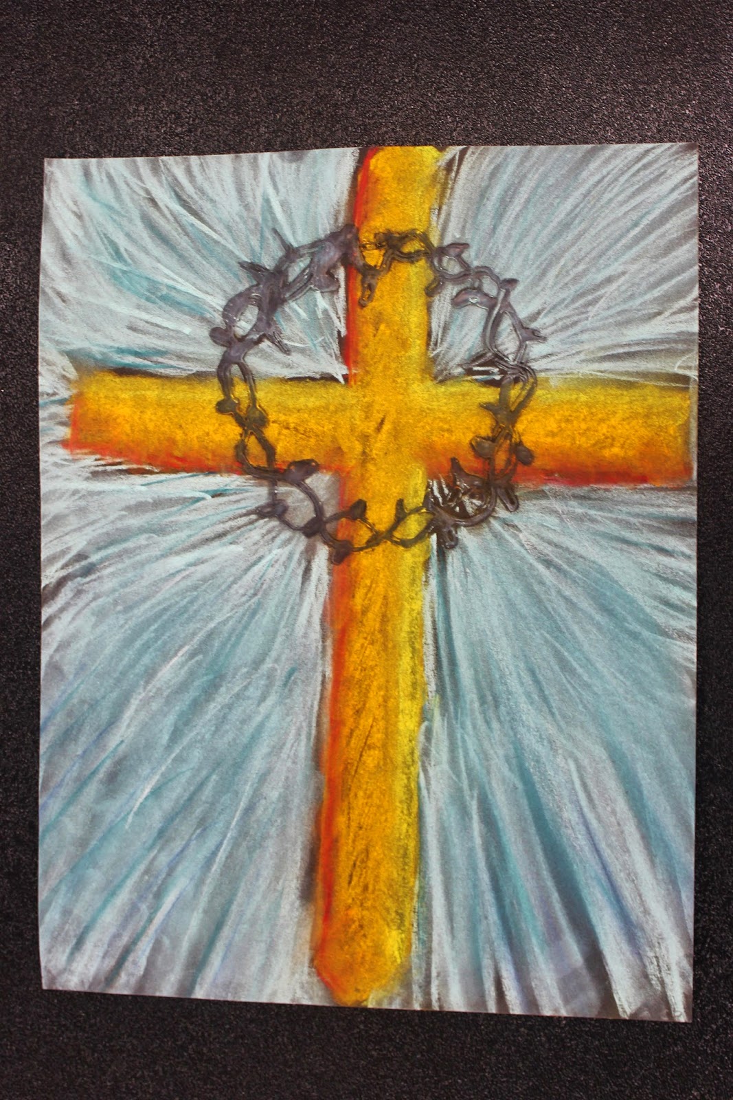 artteajannell: Chalk Pastel Cross, Glue Crown